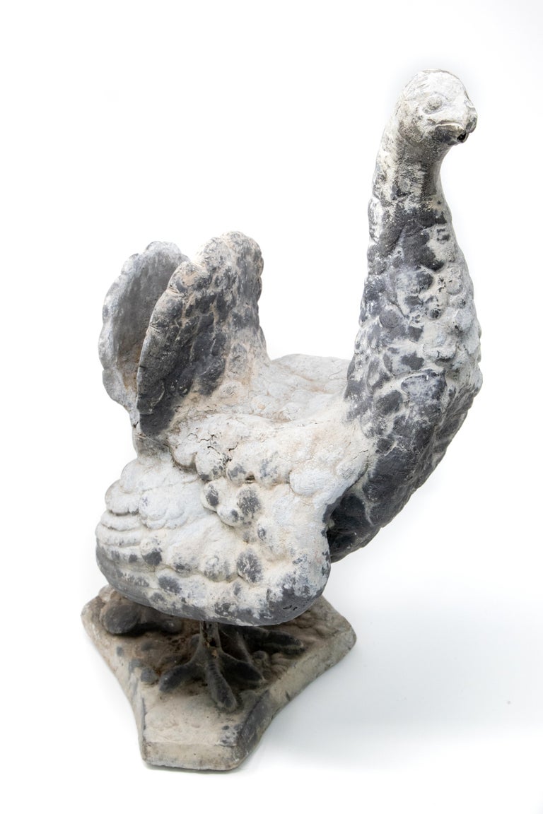 Pewter Peacock Garden Statue For Sale at 1stDibs