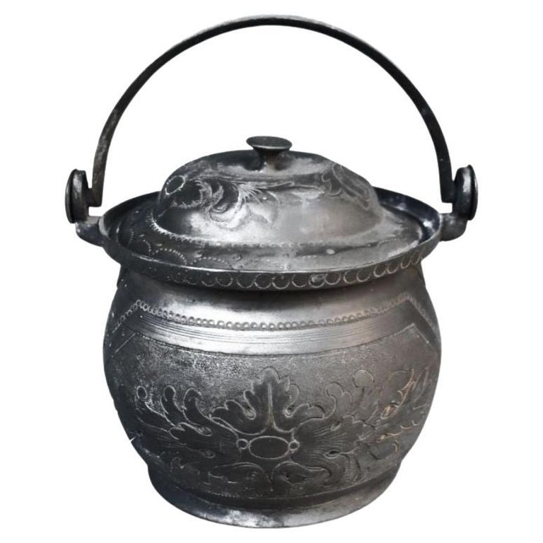 Pewter Pot from India with Late 19th Century Foliage For Sale at 1stDibs