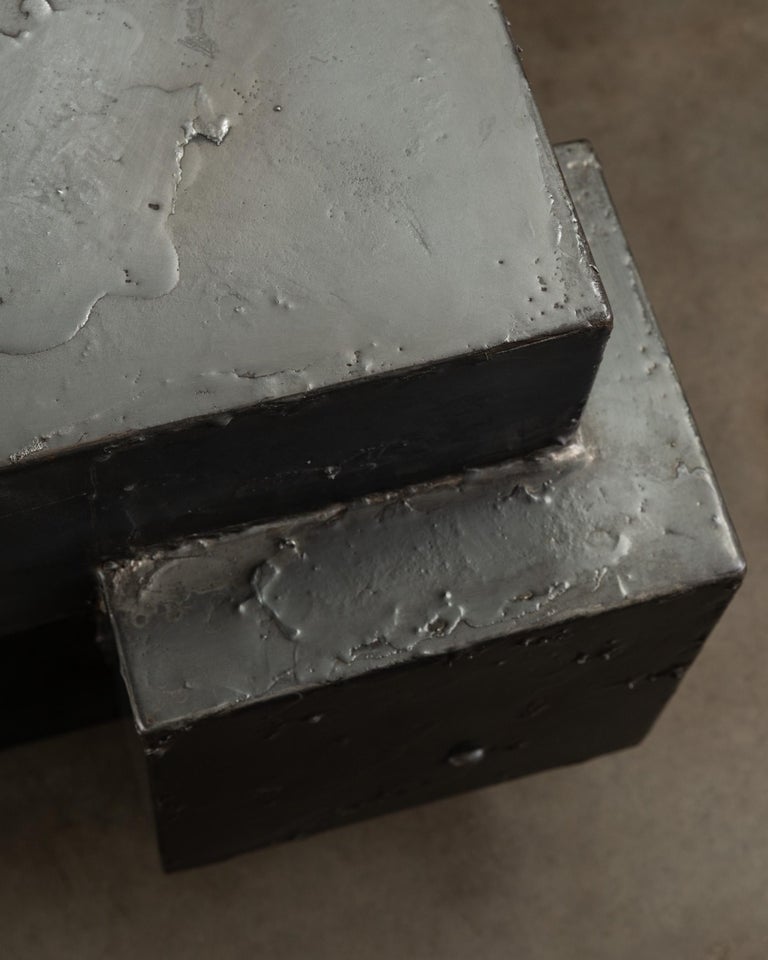 Pewter Side Table, Made from Pewter on Steel For Sale at 1stDibs