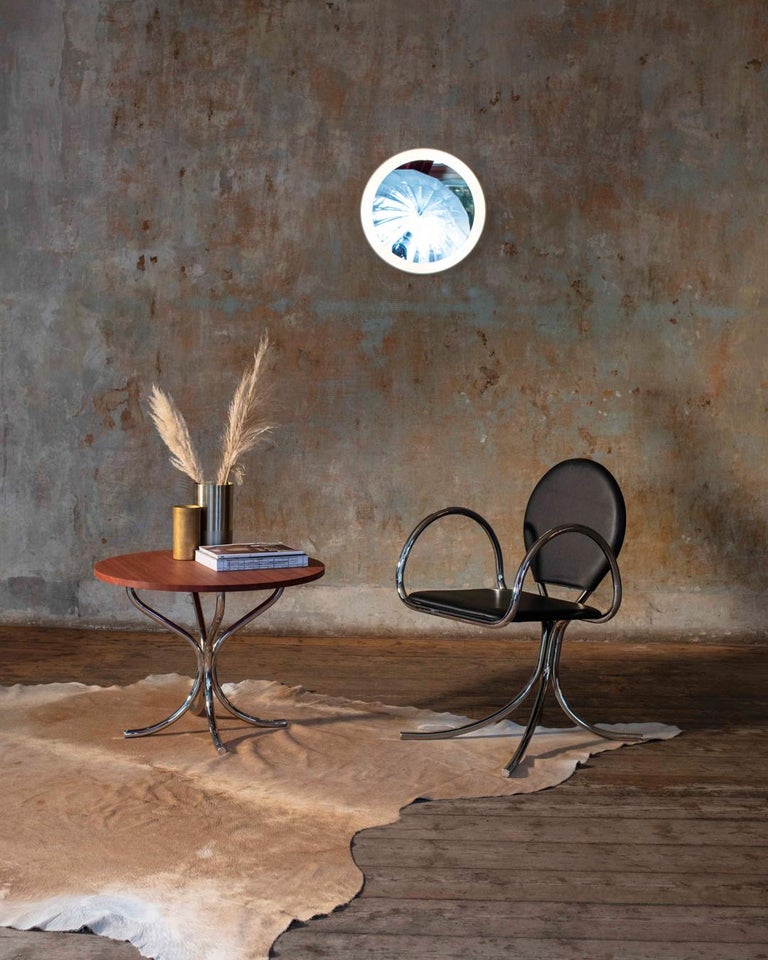 PH Armchair, Chrome, Leather Extreme Black For Sale at 1stDibs