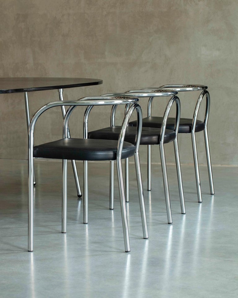 PH Chair, Chrome, Leather Extreme Black For Sale at 1stDibs