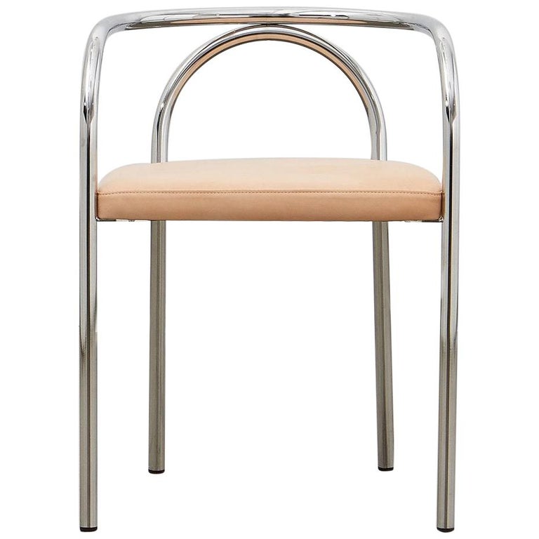 PH Chair, Chrome, Leather Natural Un-Dyed For Sale at 1stDibs