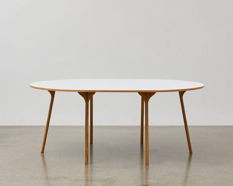 PH Circle Table, Natural Oakwood Legs, Laminated Plate For Sale at 1stDibs