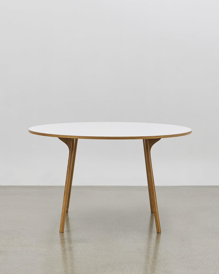 PH Circle Table, Natural Oak Wood Legs, Laminated Plate For Sale at 1stDibs