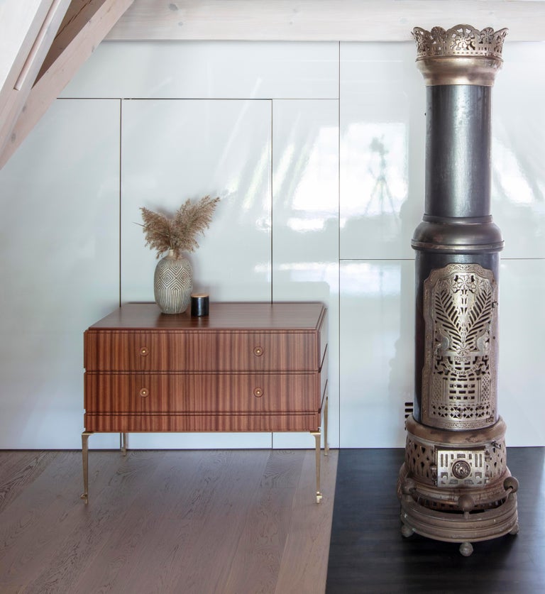 PH Grand Chest of Drawers, Mahogany Veneer, Brass Legs, White Ash ...