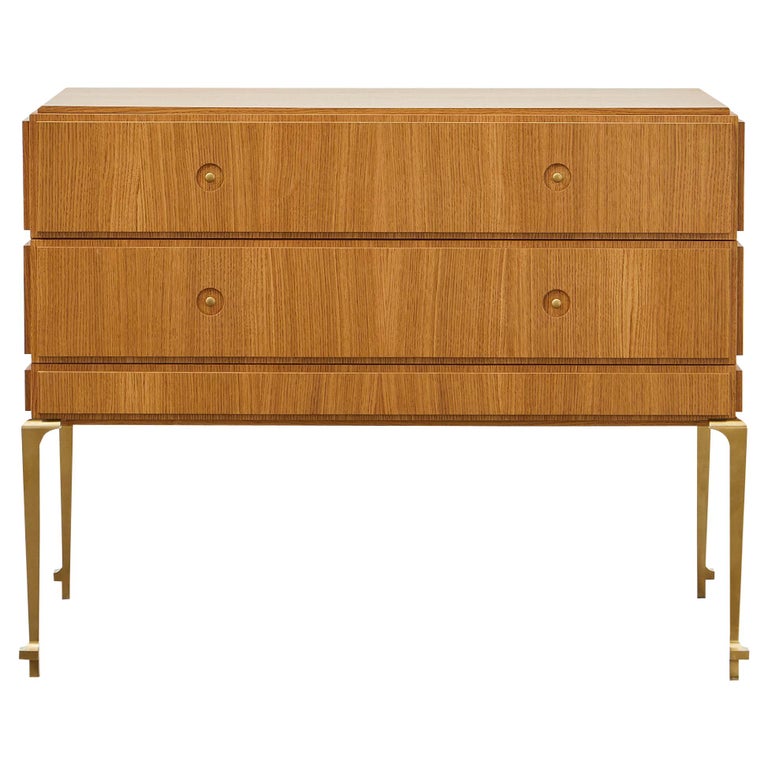 PH Grand Chest of Drawers, Natural Oak Veneer, Brass Legs, White Ash ...