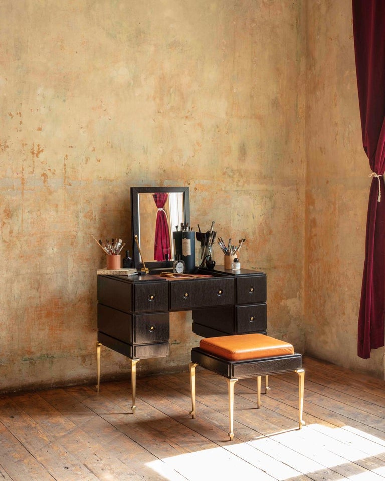PH Grand Dressing Table, brass legs, black oak veneer, white ash wood ...