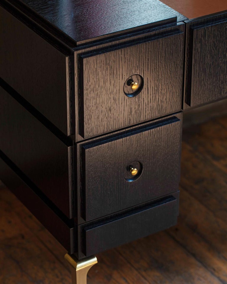 PH Grand Dressing Table, brass legs, black oak veneer, white ash wood ...