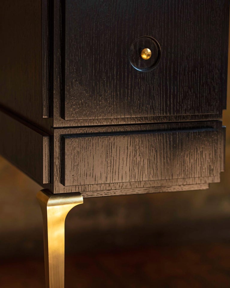 PH Grand Dressing Table, brass legs, black oak veneer, white ash wood ...