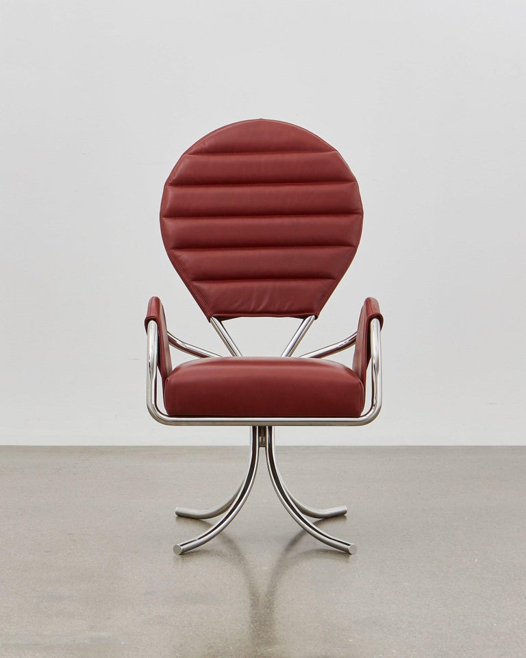 Ph Pope Chair, Chrome, Leather Extreme Indianred For Sale at 1stDibs ...