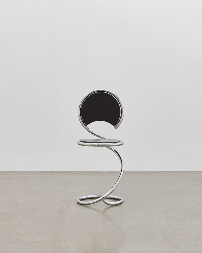 PH Snake Chair, chrome, black painted satin matt, wood seat/back ...