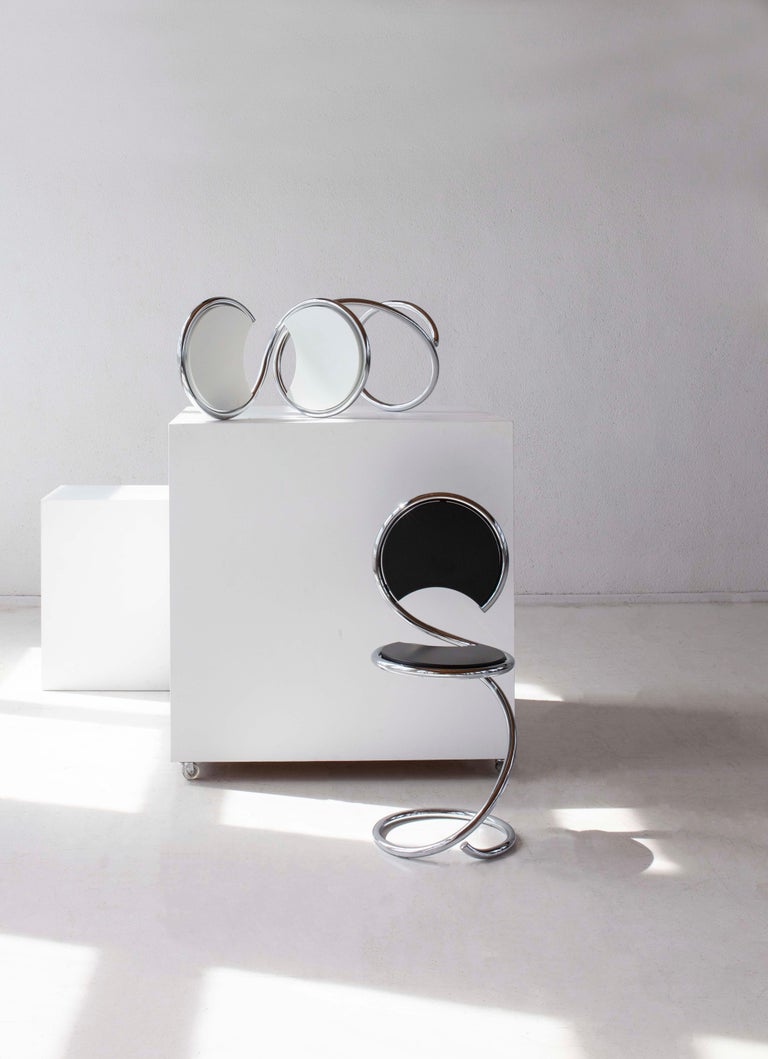 PH Snake Chair, chrome, black painted satin matt, wood seat/back ...