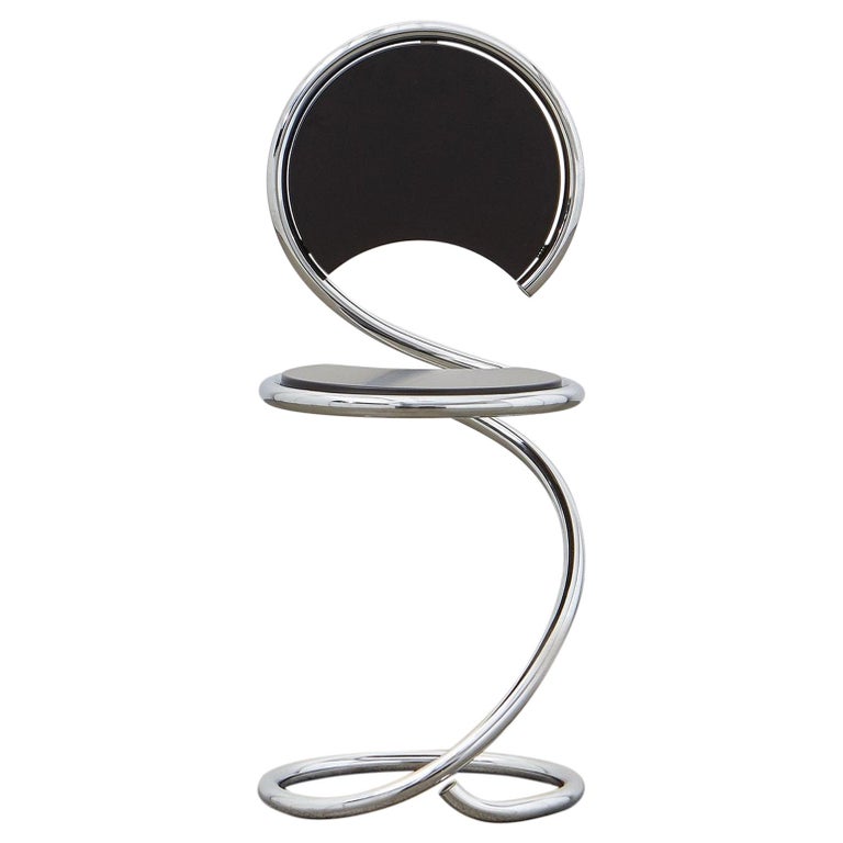 PH Snake Chair, chrome, black painted satin matt, wood seat/back ...