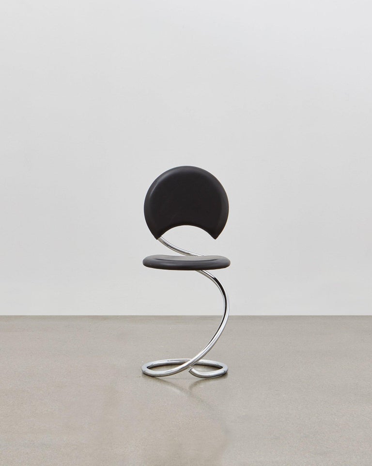 PH Snake Chair, Chrome, Leather Extreme Black, Full Leather Upholstery ...