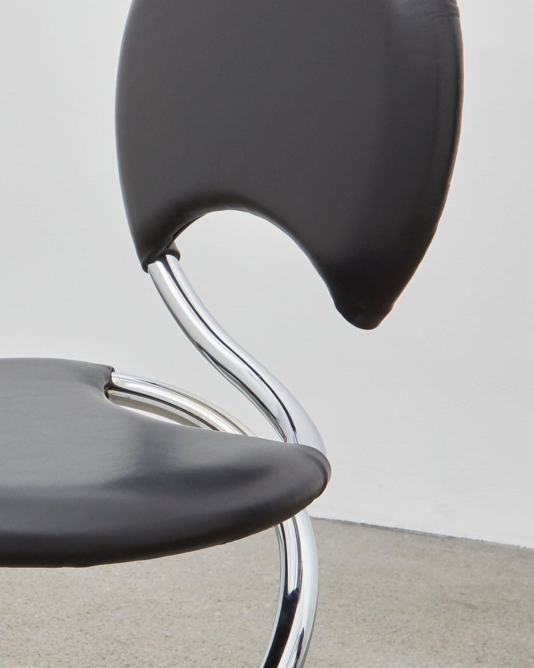 PH Snake Chair, Chrome, Leather Extreme Black, Full Leather Upholstery ...