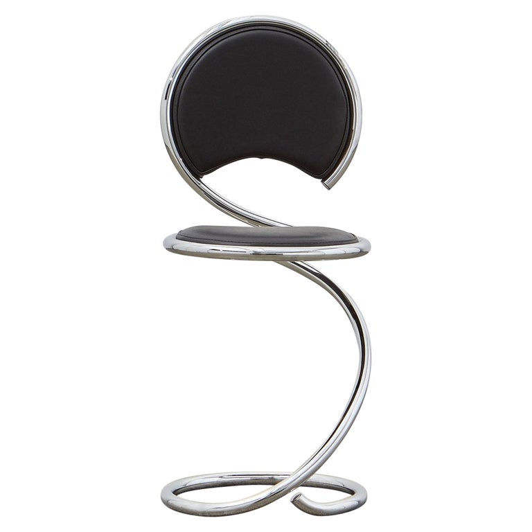 PH Snake Chair, Chrome, Leather Extreme Black, Leather Upholstery ...