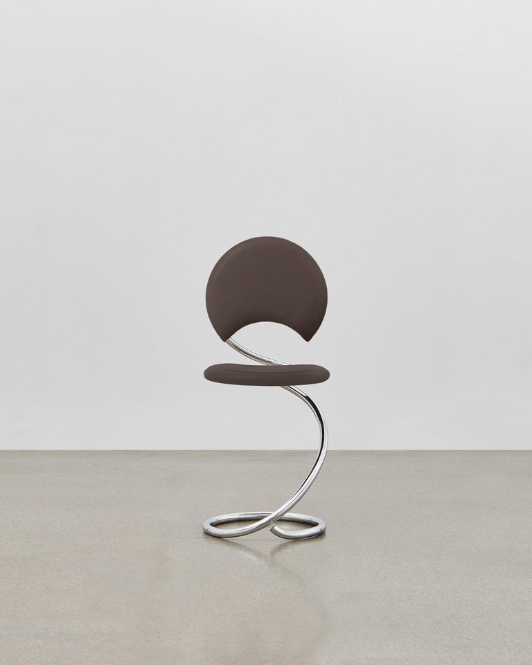 PH Snake Chair, Chrome, Leather Extreme Mocca, Full Leather Upholstery ...