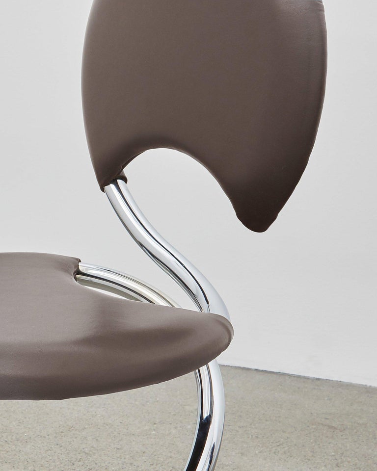 PH Snake Chair, Chrome, Leather Extreme Mocca, Full Leather Upholstery ...