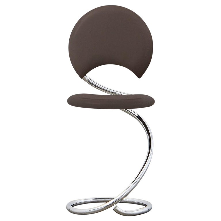 PH Snake Chair, Chrome, Leather Extreme Mocca, Full Leather Upholstery ...