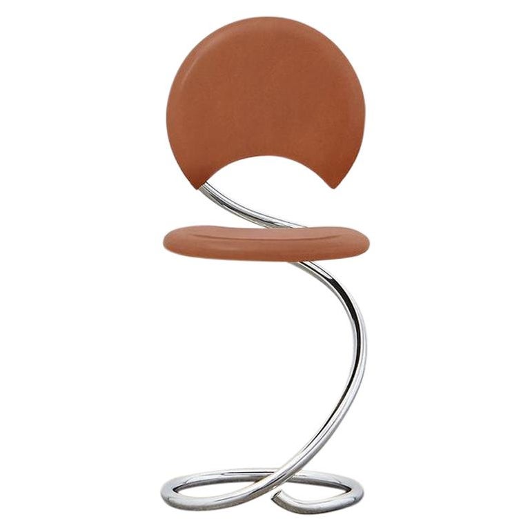 PH Snake Chair, Chrome, Leather Extreme Walnut, Full Leather Upholstery ...