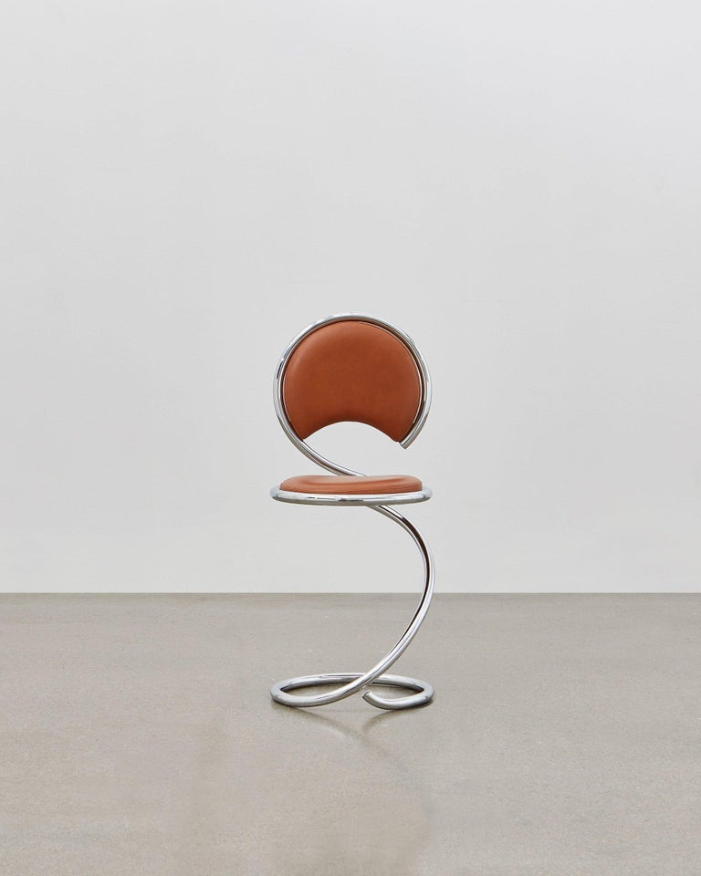 PH Snake Chair, Chrome, Leather Extreme Walnut, Leather Upholstery ...