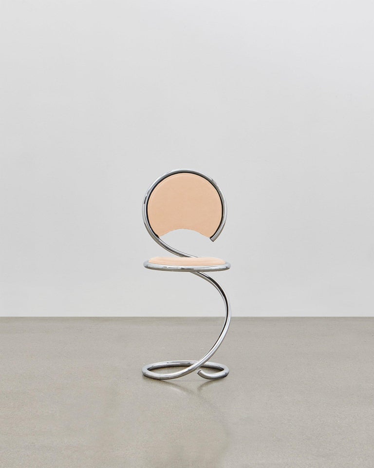 PH Snake Chair, Chrome, Leather Natural Un-Dyed, Leather Upholstery ...