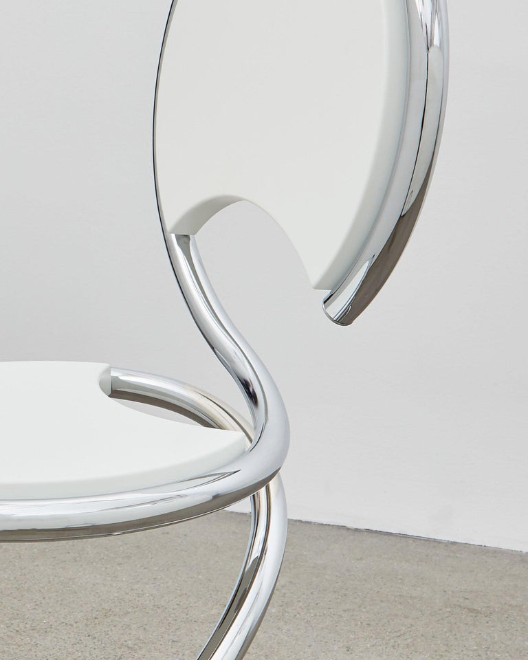 PH Snake Chair, Chrome, White Painted Satin Matt, Wood Seat/Back ...