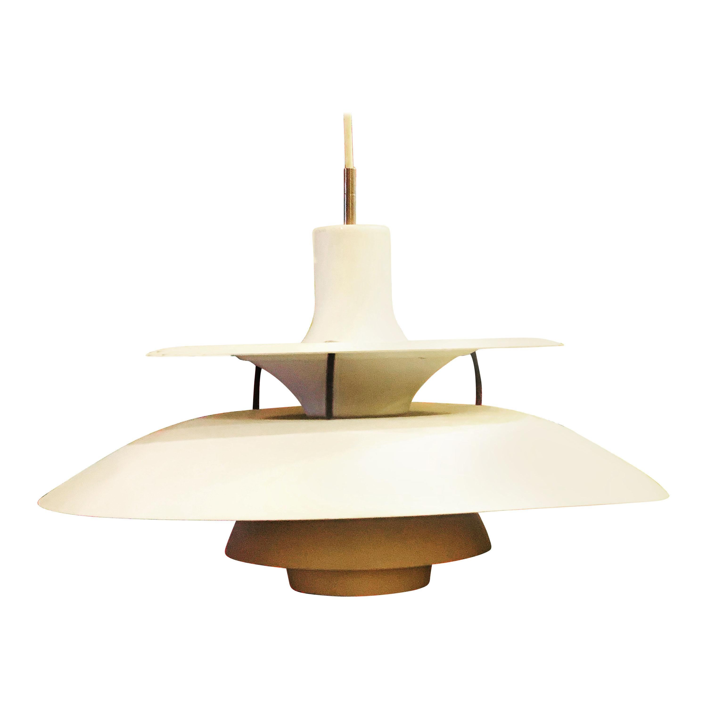 Monumental Poulson PH5 Style Spun Aluminum Hanging Lamp For Sale at 1stdibs