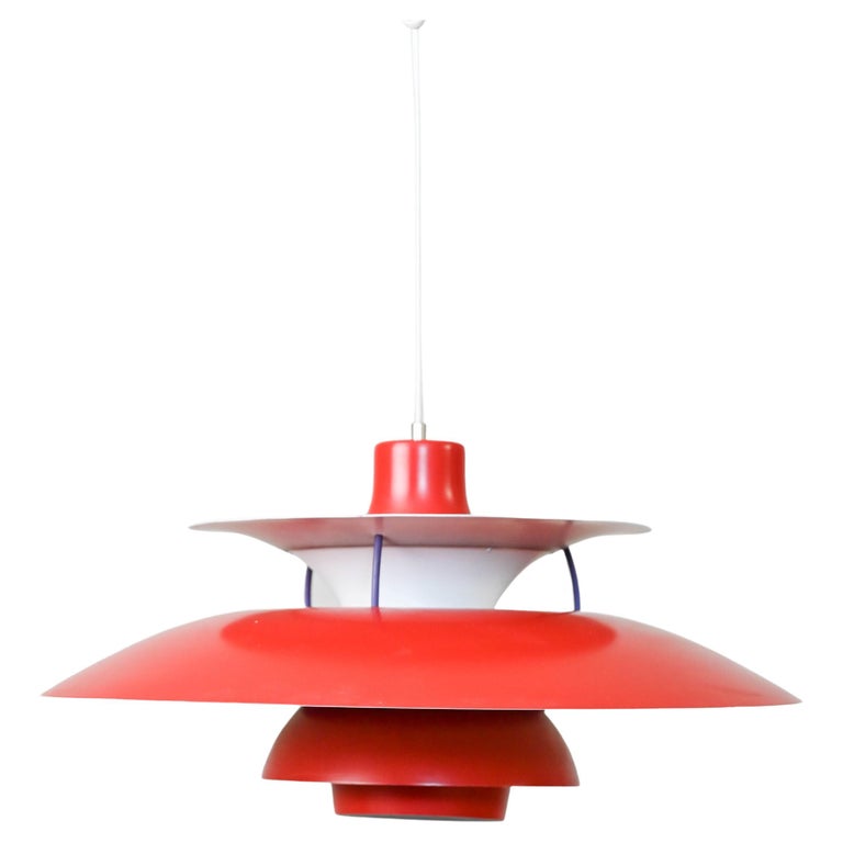 PH5 Vintage Pendant Lamp Red Color For Sale at 1stDibs