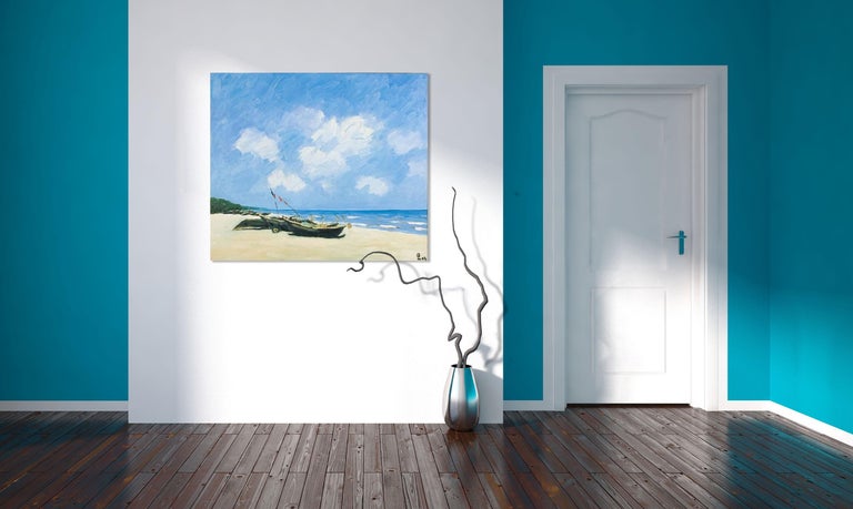 Pham Luan - Sav Jon Beach, Pham Luan Large Impressionist Oil on Canvas ...
