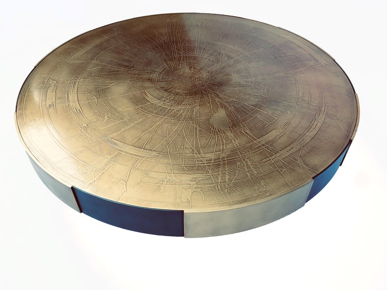 Phaux Brass Coffee Table, Signed by Stefan Leo For Sale at 1stDibs