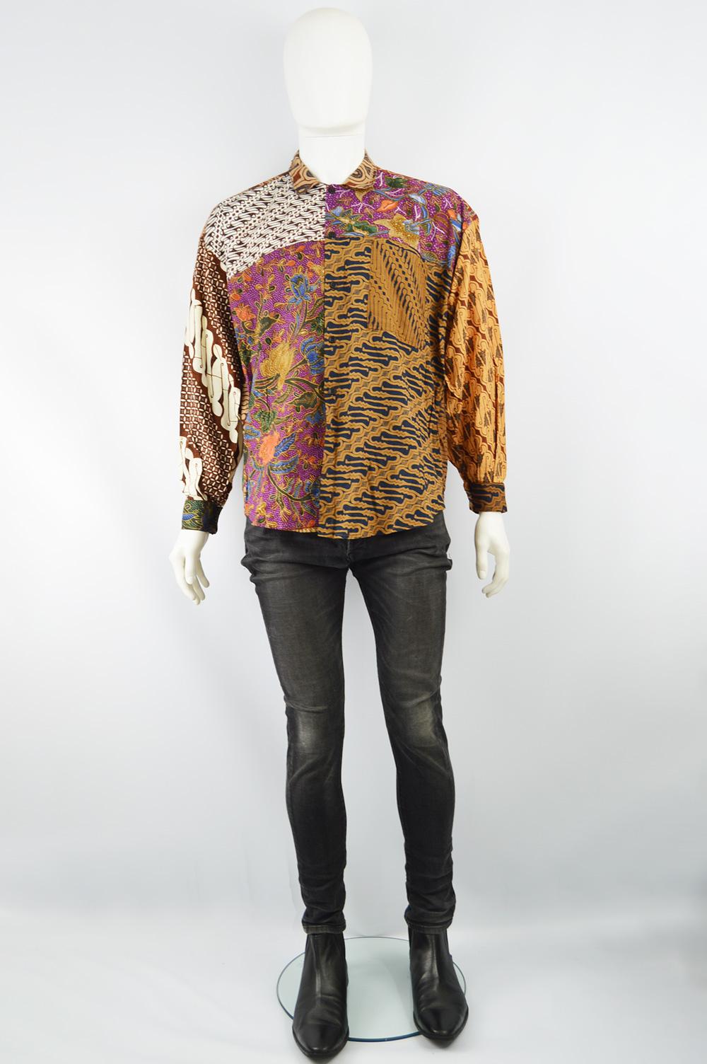 Phaze Hand Printed Indonesian Batik Patchwork Men's Vintage Long Sleeve ...