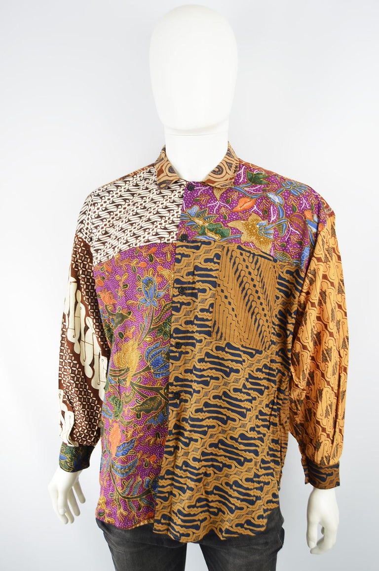Phaze Hand Printed Indonesian Batik Patchwork Men's Vintage Long Sleeve ...