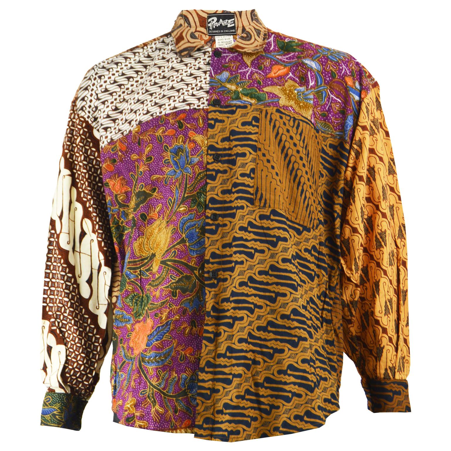 Phaze Hand Printed Indonesian Batik Patchwork Men's Vintage Long Sleeve ...