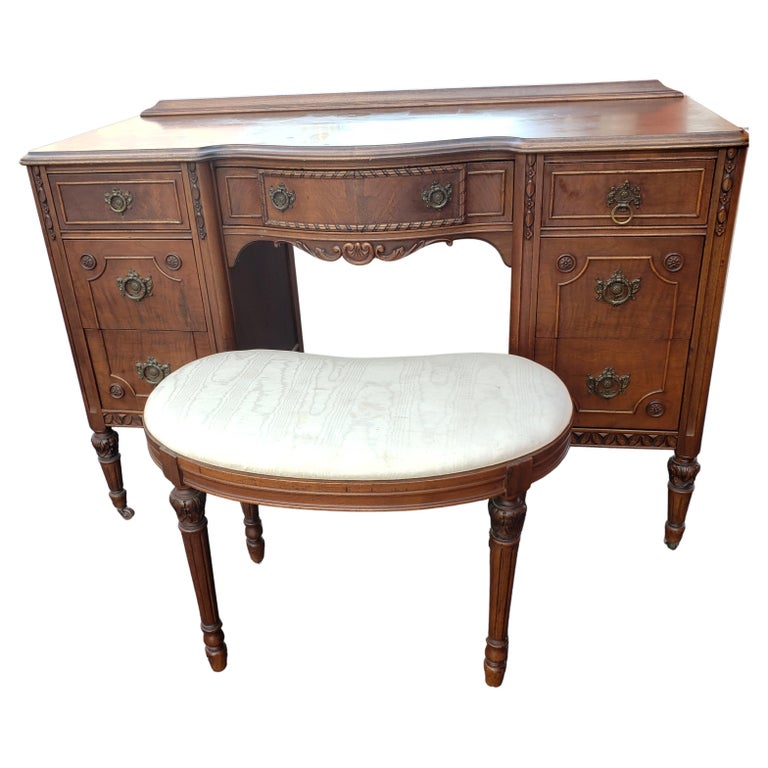 Phenix Furniture Renaissance Revival Walnut Vanity with Mirrors, Circa ...