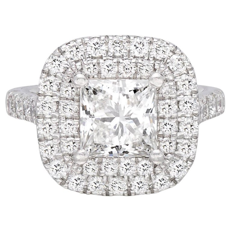 Phenomenal 3.22cttw Princess Cut Diamond Ring For Sale at 1stDibs