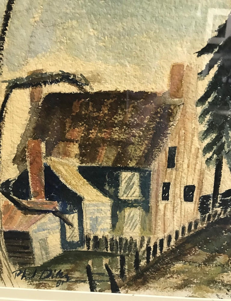 Phil Dike Original California Water Color Painting Landscape with Cabin ...