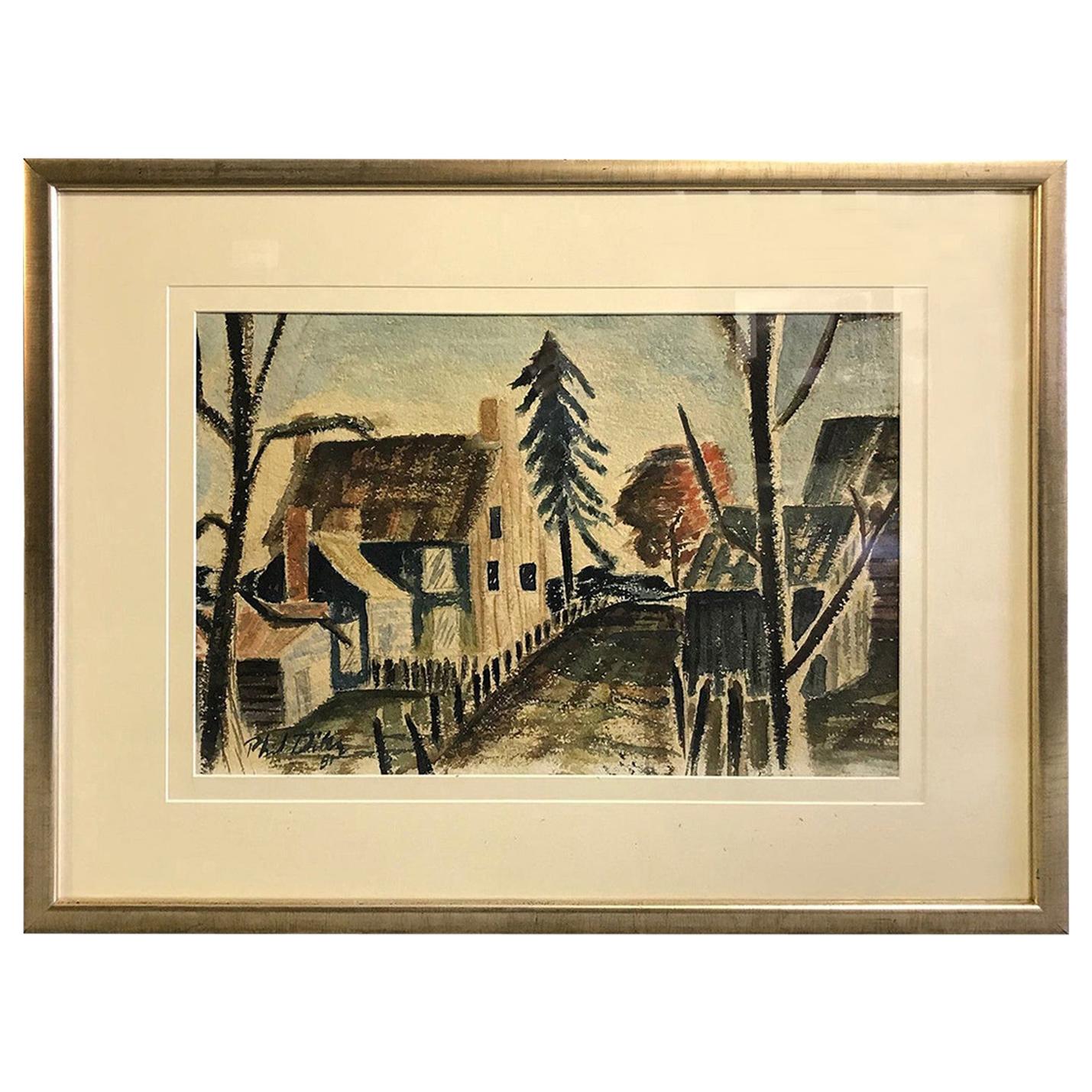 Benjamin Jorj Harris Airbrush Water Color on Paper Painting For Sale at ...