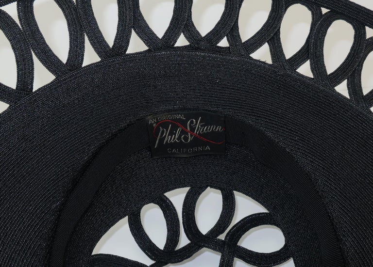 Phil Strann Black Wide Brim Looped Straw Hat, C.1950 at 1stDibs ...