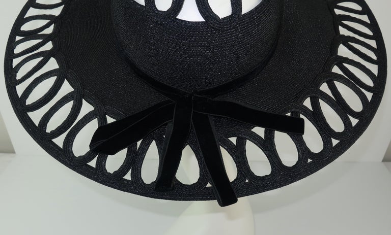 Phil Strann Black Wide Brim Looped Straw Hat, C.1950 at 1stDibs ...
