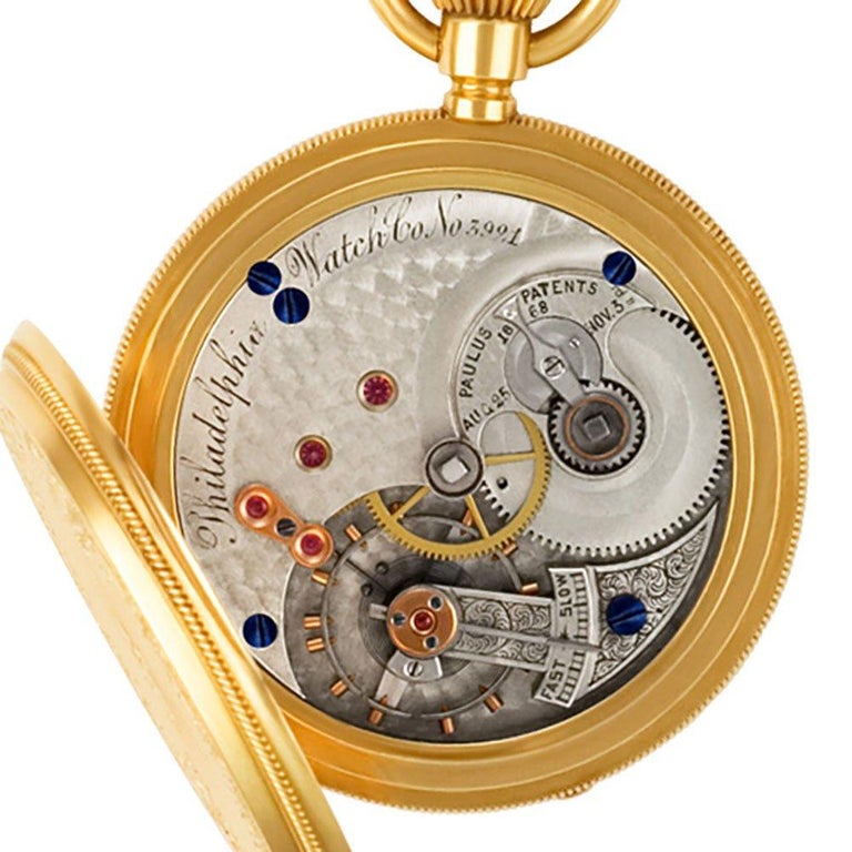 Philadelphia Watch Co. Pocket Watch in 18k Yellow Gold, Single Sunk ...