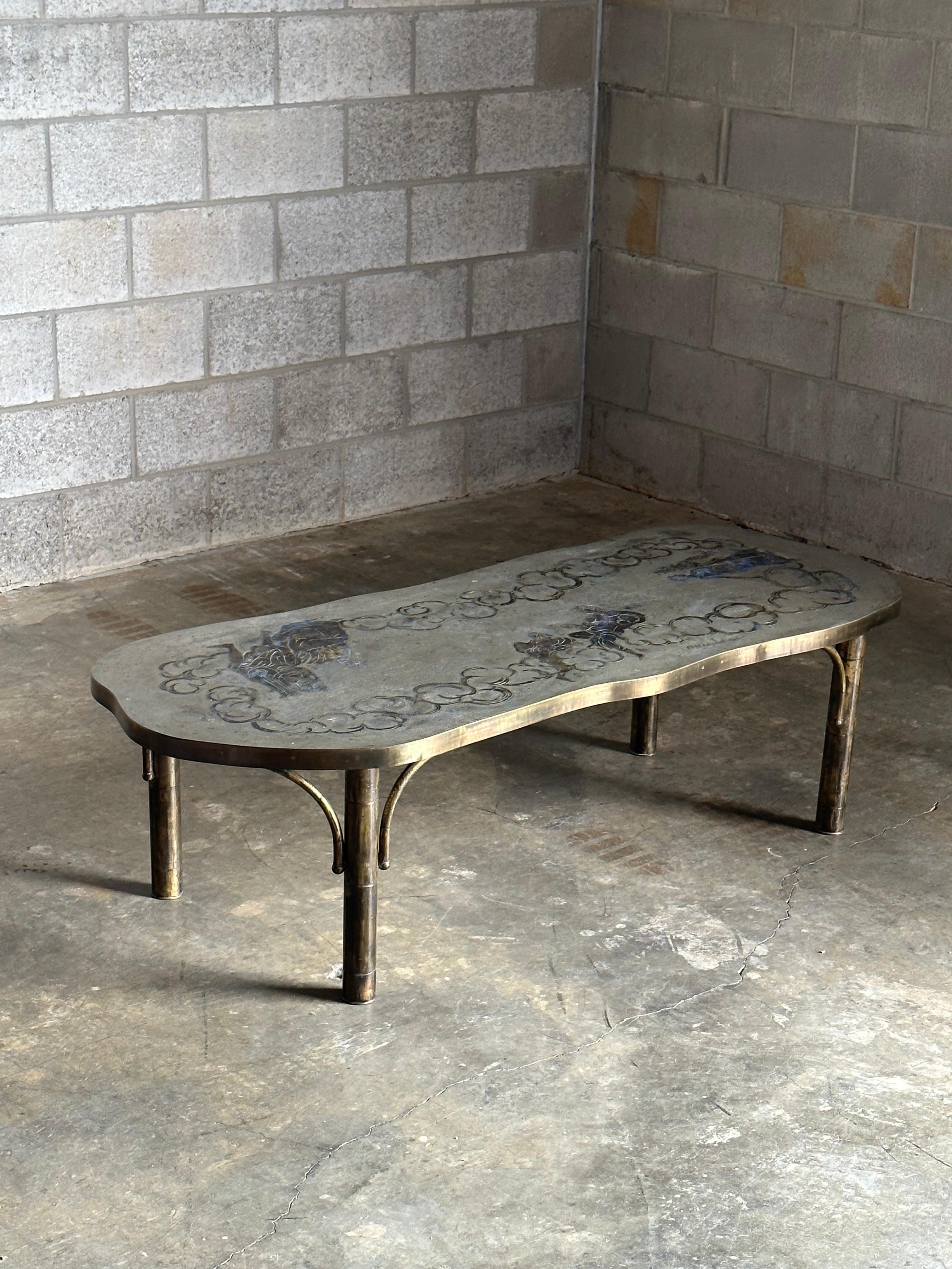 Philip and Kelvin Laverne Coffee Table in Bronze and Pewter For Sale at ...