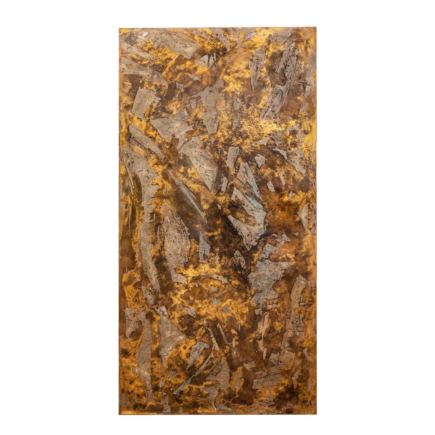 Philip and Kelvin LaVerne Large Painting in Bronze and Pewter 1960s ...