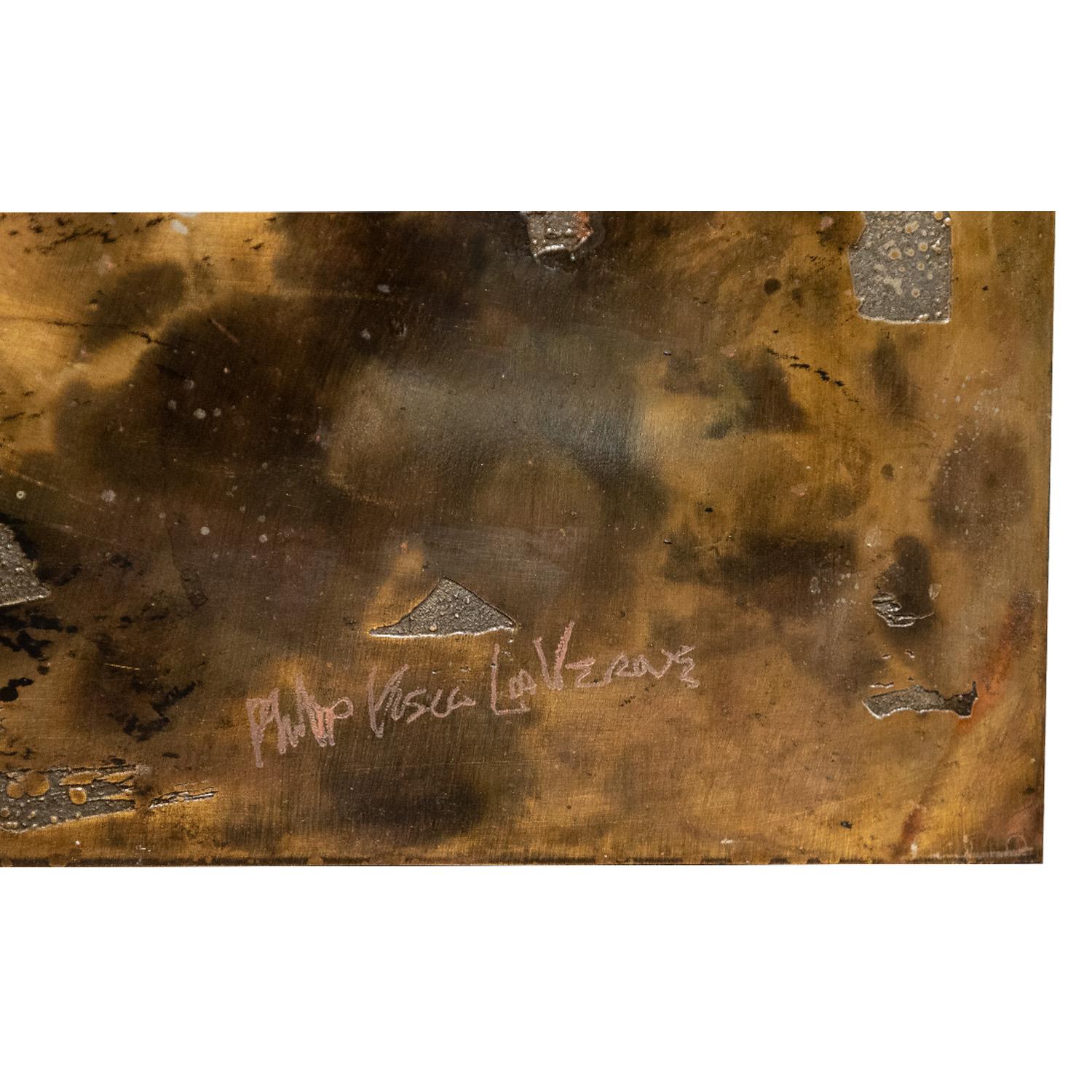 Philip and Kelvin LaVerne Large Painting in Bronze and Pewter 1960s ...