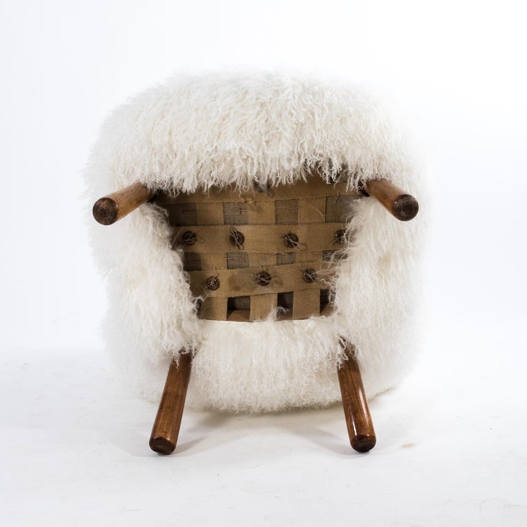 Philip Arctander "Clam Chair" 1944, Denmark, Long sheepskin at 1stDibs