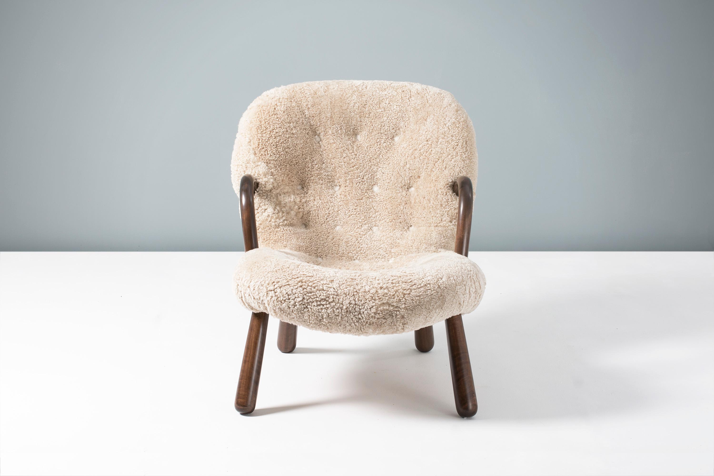 Philip Arctander Sheepskin Clam Chair, 1950s at 1stDibs