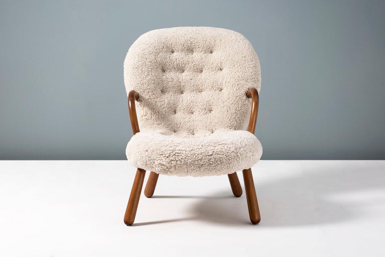 Philip Arctander Sheepskin Clam Chair, 1950s at 1stDibs