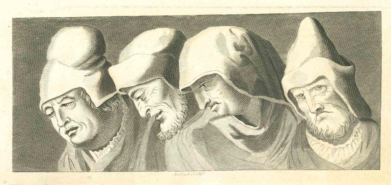 Philip Audinet - Heads of Men - Original Etching by Philip Audinet ...