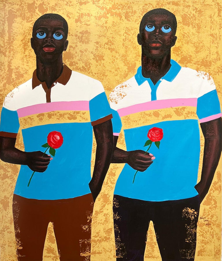 Philip Letsu - "Brotherly Love" - Colorful Figurative Painting by ...