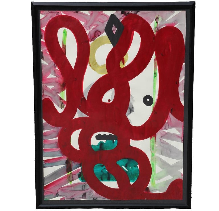 Philip Renteria - Red and Teal Contemporary Gestural Abstract Painting ...